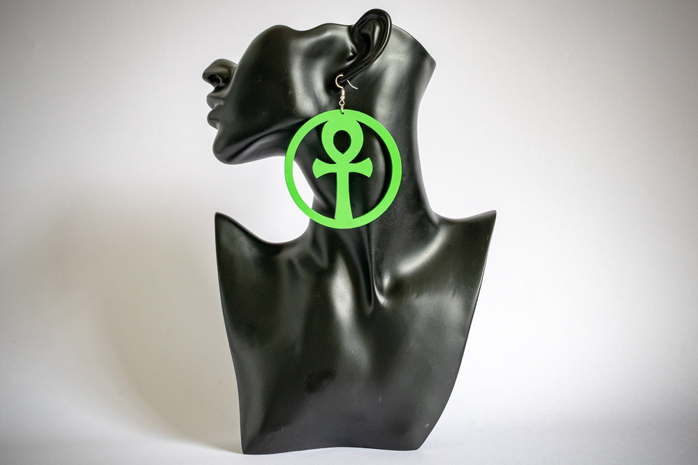 Article Wear Large Wooden Ankh Circle Earrings
